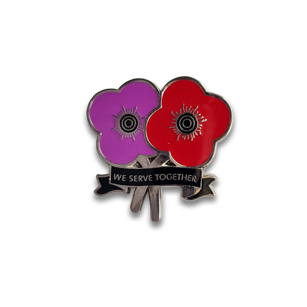 Purple and red poppy pin store