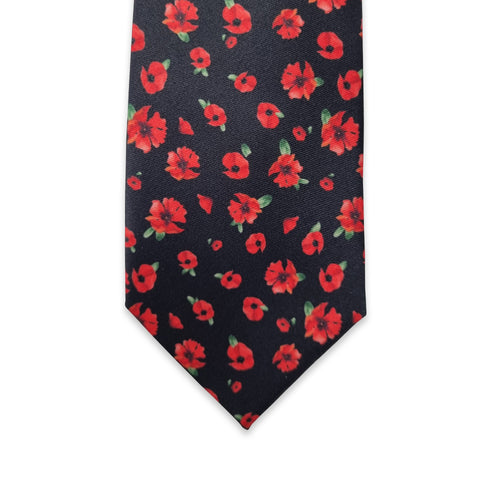 Tie: Poppies - black – Australian War Memorial
