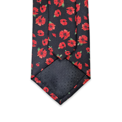 Tie: Poppies - black – Australian War Memorial