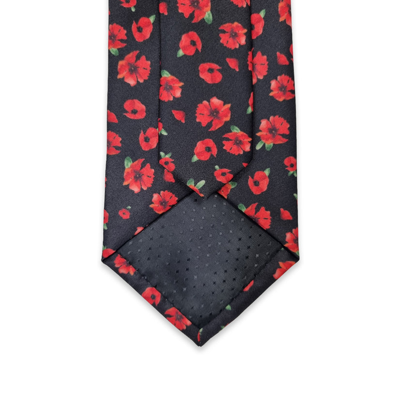 Tie: Poppies - black – Australian War Memorial